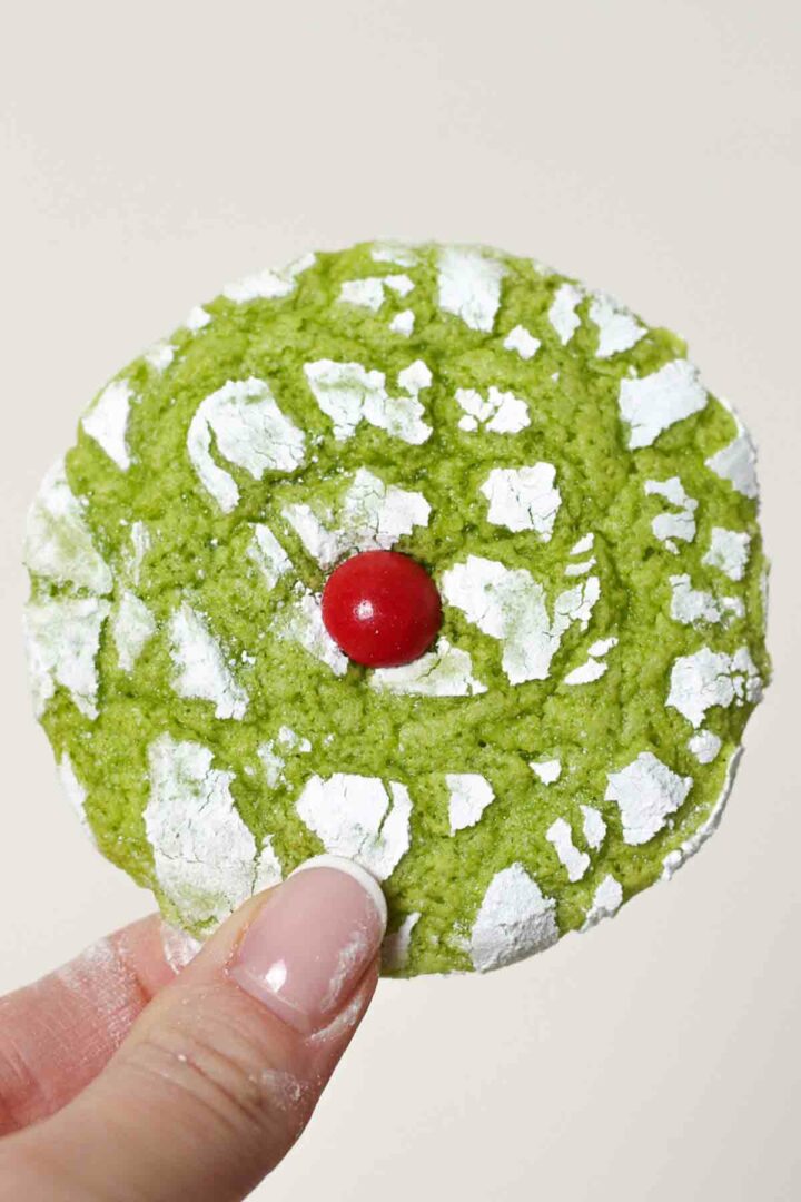 Grinch Crinkle Cookies (Vegan) - BakedbyClo | Vegan Dessert Blog